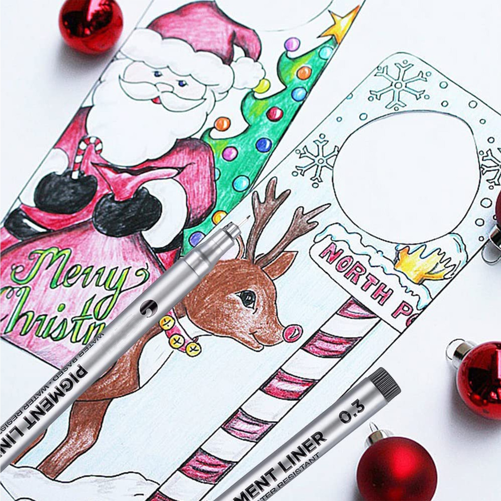 Set de 9 linere pen, Darklove, Cu cerneala pigmentara rezistenta la apa ...