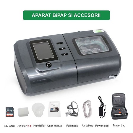 Aparat BiPAP pentru terapia apneei in somn Sincronizare Automata a presiunii, Umidificator ...