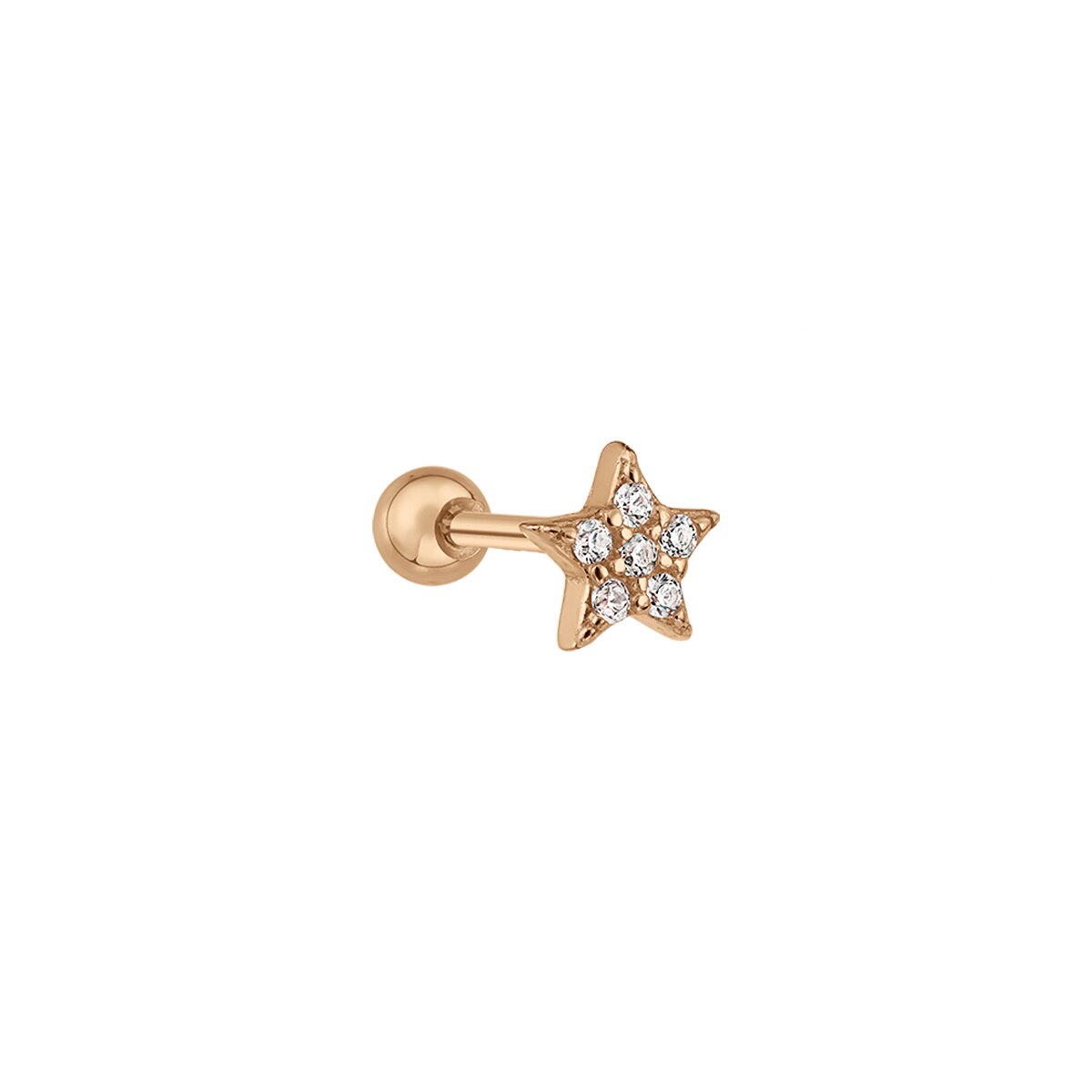 Cercel din argint Manissi Little Star Rose, placat cu aur roz de 18k ...