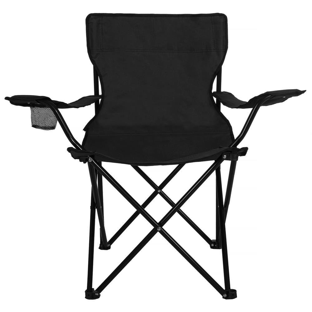 Scaun pliabil camping sau pescuit Sersimo, cu suport pahar, negru - eMAG.ro