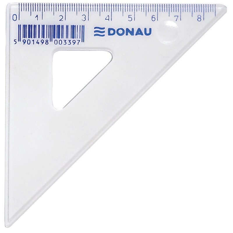 Echer, DONAU, 10 cm ,45 grade, Plastic, Transparent - eMAG.ro