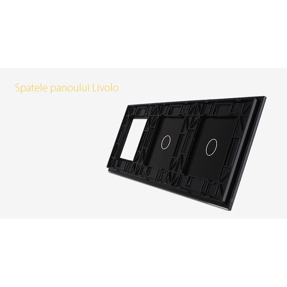 Panou 2 intrerupatoare simple cu touch si priza Livolo din sticla ...