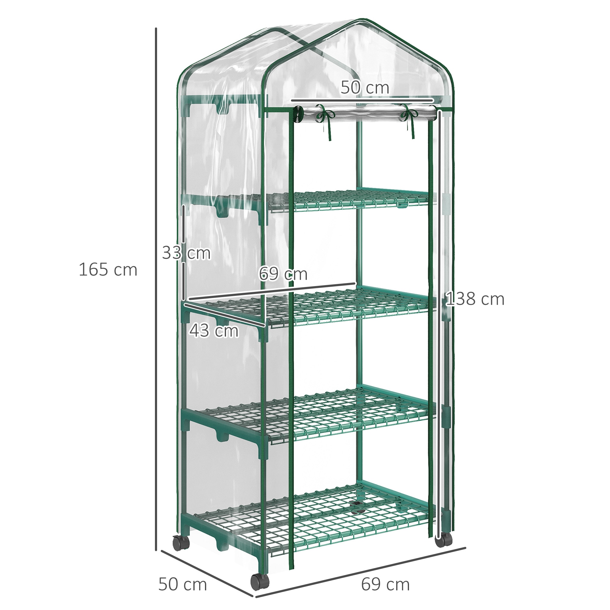 Sera verticala, Outsunny, PVC/Otel, 69x50x165cm, Verde/Transparent ...