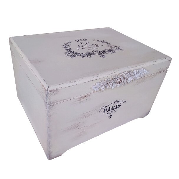 Cufar vintage din lemn, Paris Ivoire Blanc, 40 cm - eMAG.ro