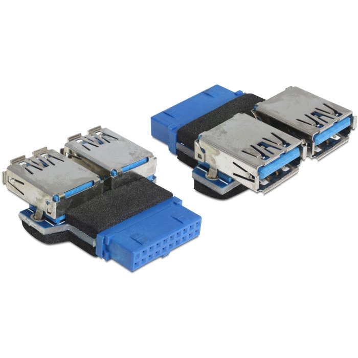 Adaptor, DeLock, USB 3.0 pini conector mama, 2 x USB 3.0 mama - eMAG.ro