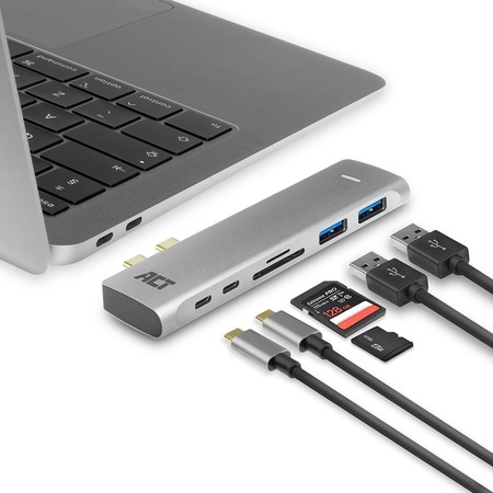 Adaptor hub USB-C - Thunderbolt 3 la HDMI, ACT, 4K, Gri - eMAG.ro