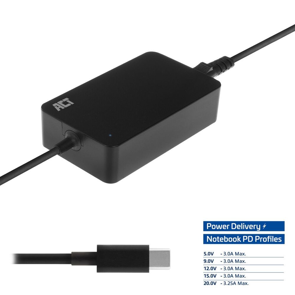 Incarcator laptop, ACT, USB-C, 65W, Negru - eMAG.ro