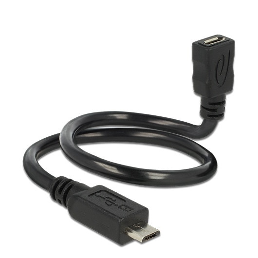 Cablu USB 2.0 Micro-B tata/USB 2.0 Micro-B mama, Delock, 0,35m, Negru ...
