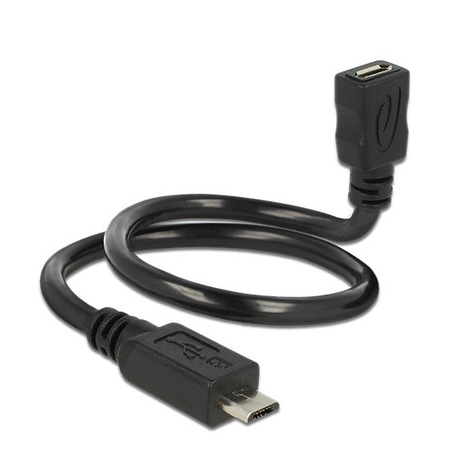 Cablu USB 2.0 Micro-B tata/USB 2.0 Micro-B mama, Delock, 0,35m, Negru ...