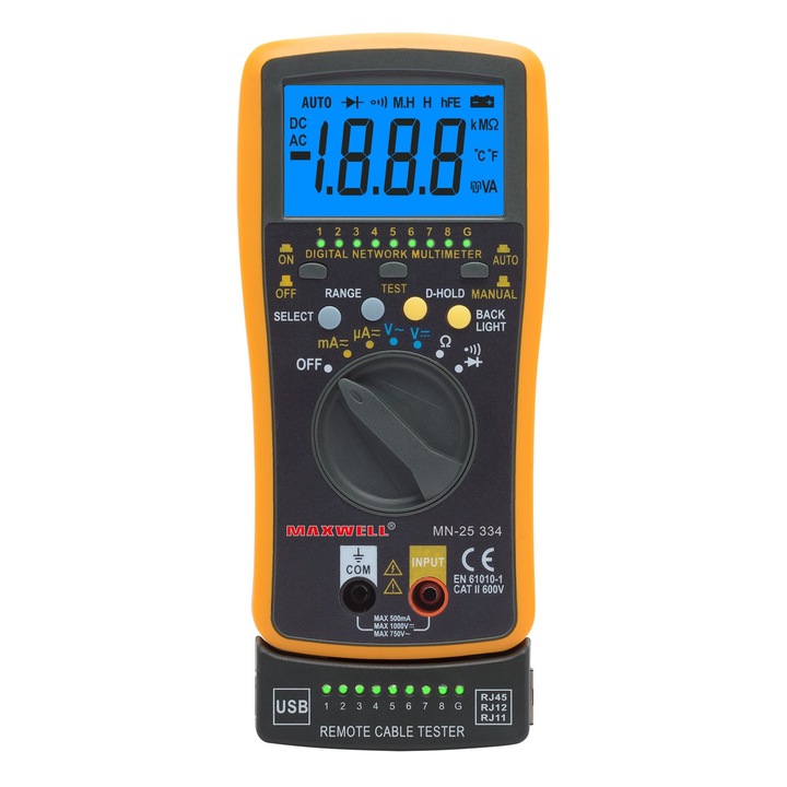 Multimetru automat digital, Maxwell, Negru/ Portocaliu - eMAG.ro