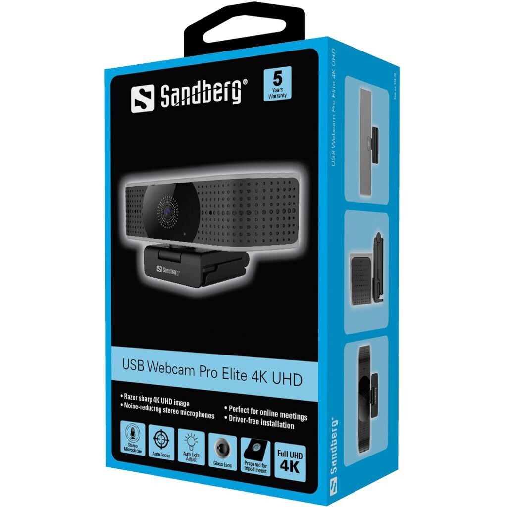Camera web, Sandberg, USB Pro Elite 4K UHD, Negru - eMAG.ro