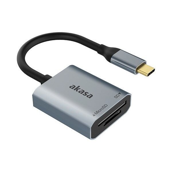 Cititor de carduri, Akasa, USB 3.2 Type-C Dual, Gri - eMAG.ro