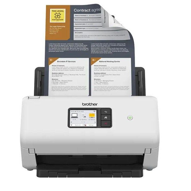 Scanner de documente pentru birou, Brother, ADS-4500W, Alb - eMAG.ro