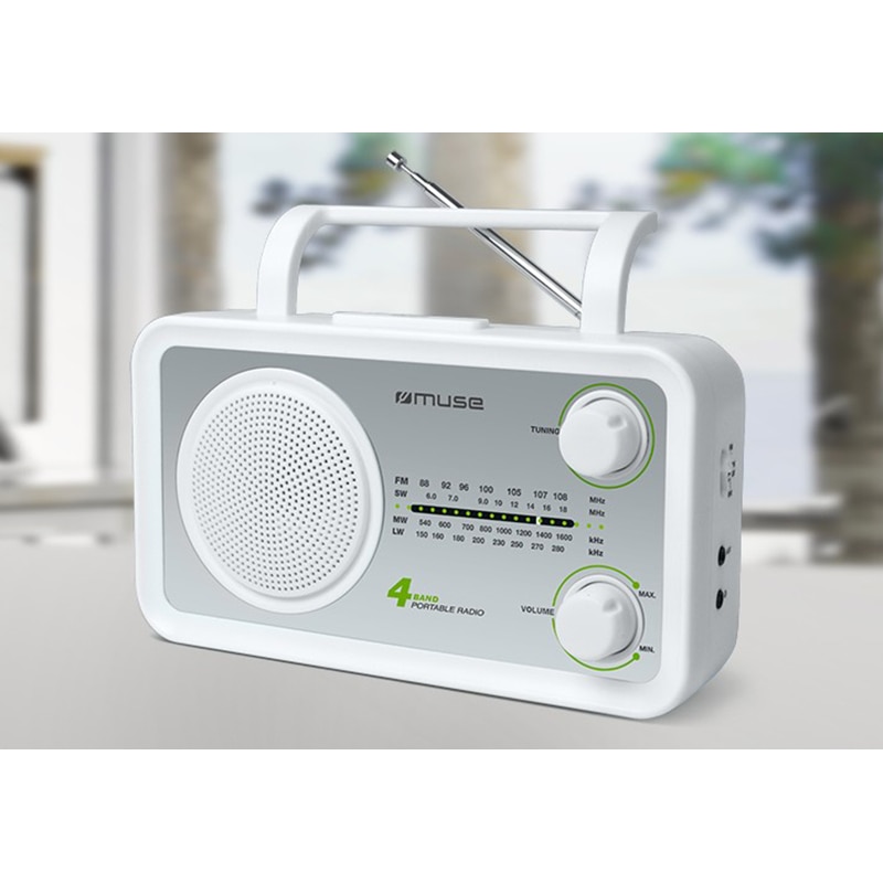 Radio portabil Muse M-05 SW, 4-Band Analog, Boxa frontala, Alb - eMAG.ro