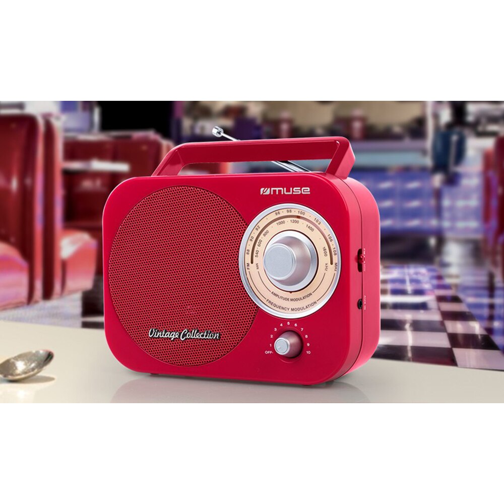 Radio portabil Muse M-055 RD, Vintage, FM/MW, Boxa frontala, Rosu - eMAG.ro