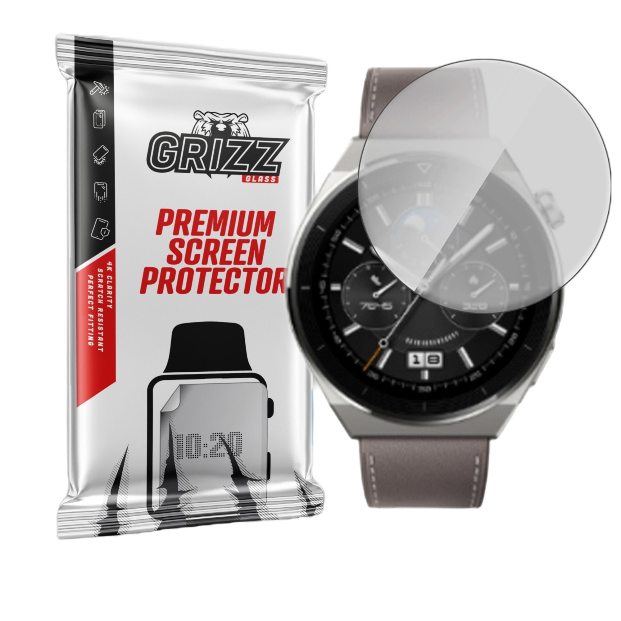 Folie de protectie, GrizzGlass, Huawei Watch GT 3 Pro, 46 mm - eMAG.ro
