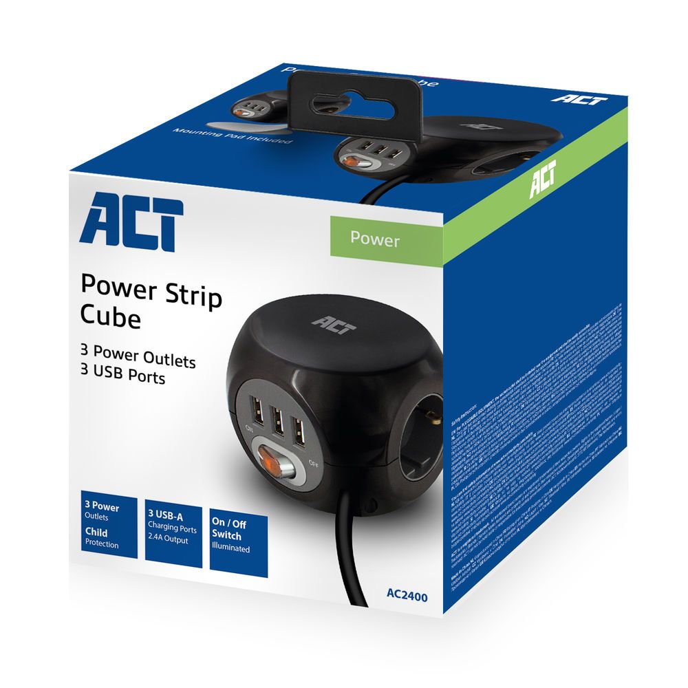 Priza PowerCube, Act, USB, 1.5m, Negru - eMAG.ro