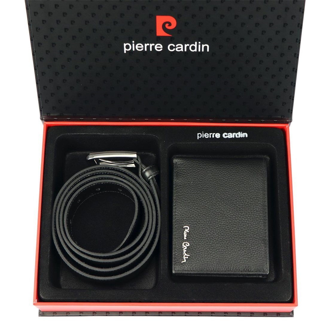 Set cadou barbati, Pierre Cardin, Piele, Negru - eMAG.ro