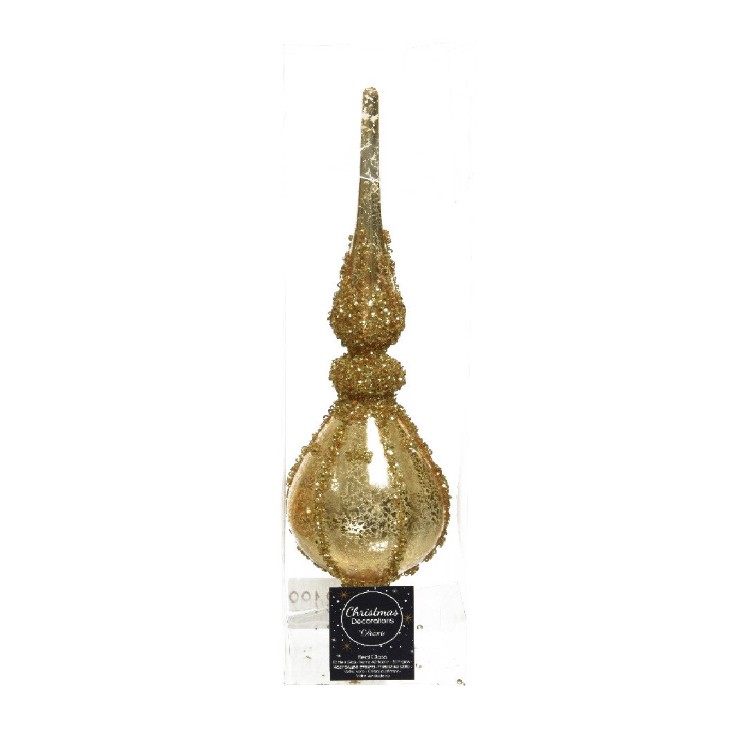 Varf de brad, Decoris, Sticla, 31 cm, Auriu - eMAG.ro