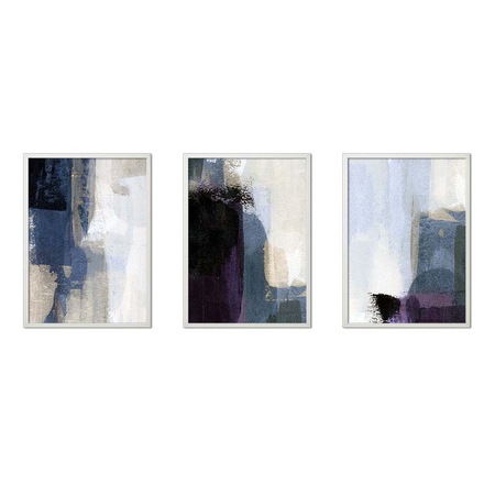 Set 3 tablouri cu rama, Modele abstracte, 30x40, Lemn, Alb - eMAG.ro