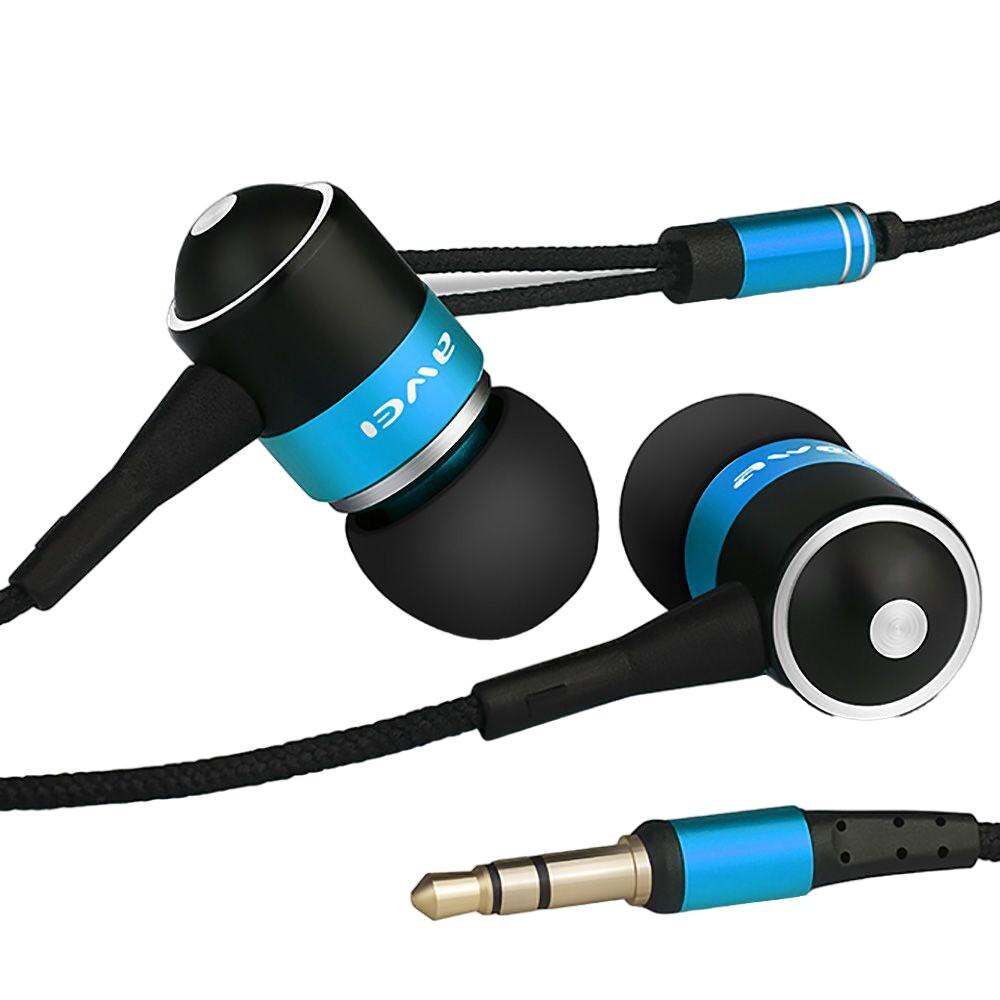 Casti cu microfon, Awei, 16Ohm, 1.2 m, Mufa Jack, Negru/Albastru - eMAG.ro