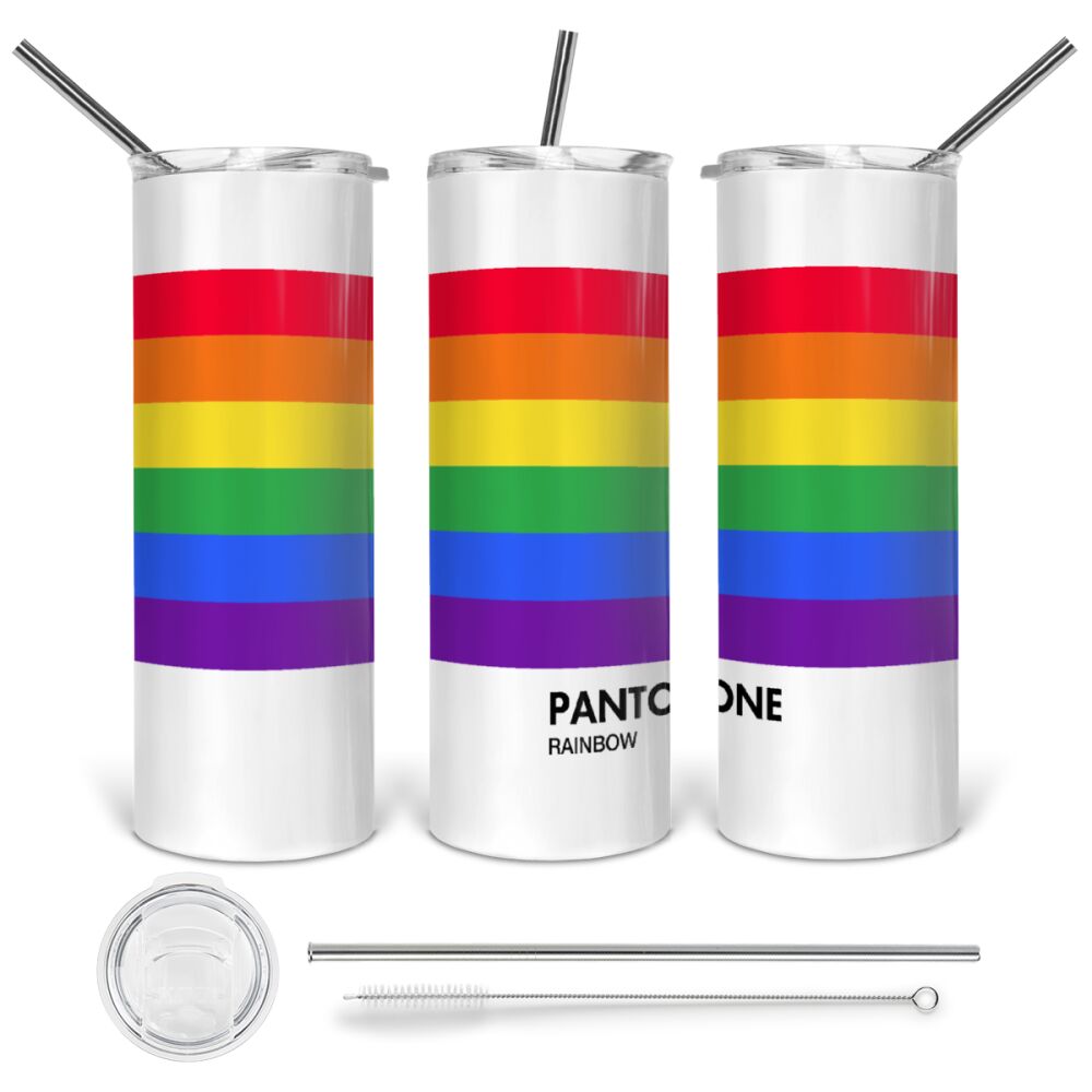 Pahar cu pai, Inox, Multicolor, 600ml - eMAG.ro