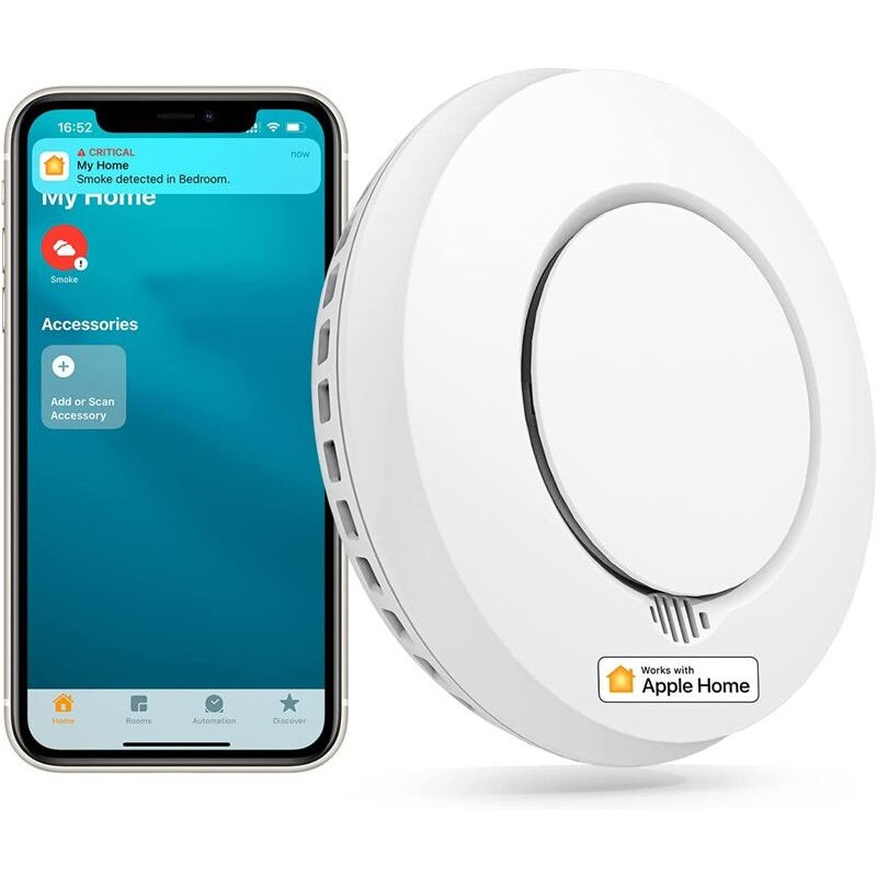 Detector de fum Meross Smart Smoke Alarm, 85dB, Alerte mobil, Wi-Fi ...