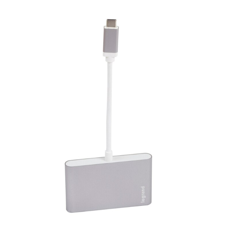 Hub, Legrand, USB C - 3 x USB A, 5V, 10 cm, Alb/Gri - eMAG.ro