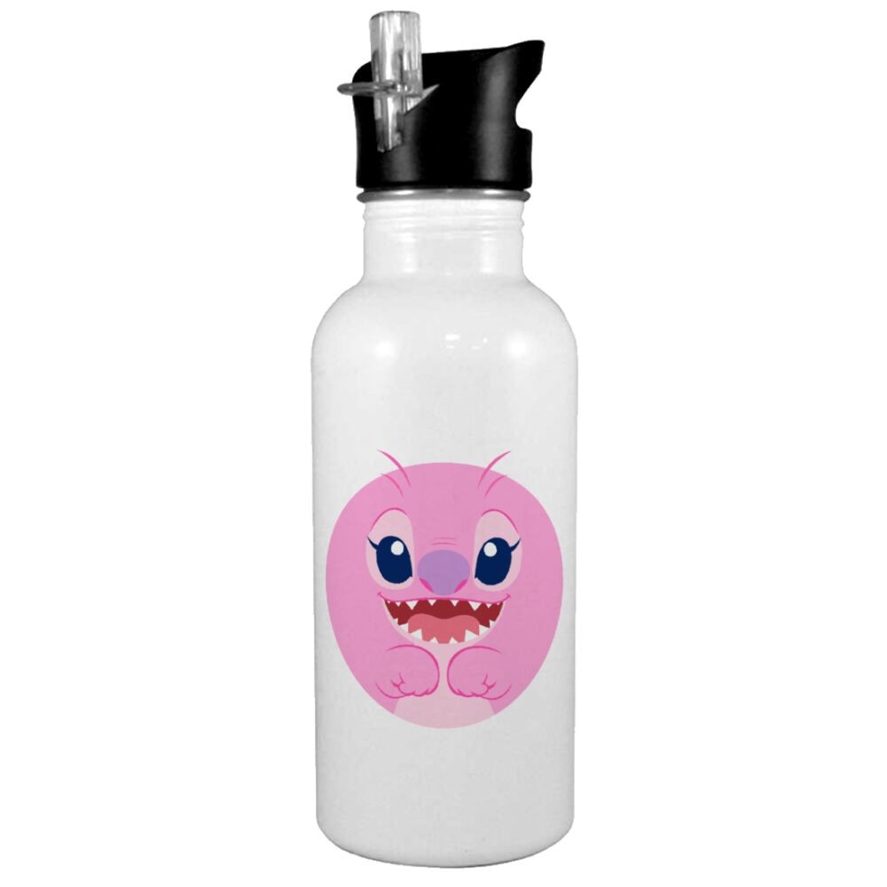 Lilo & Stitch Angel roz, Sticla alba cu pai, inox 600ml - eMAG.ro