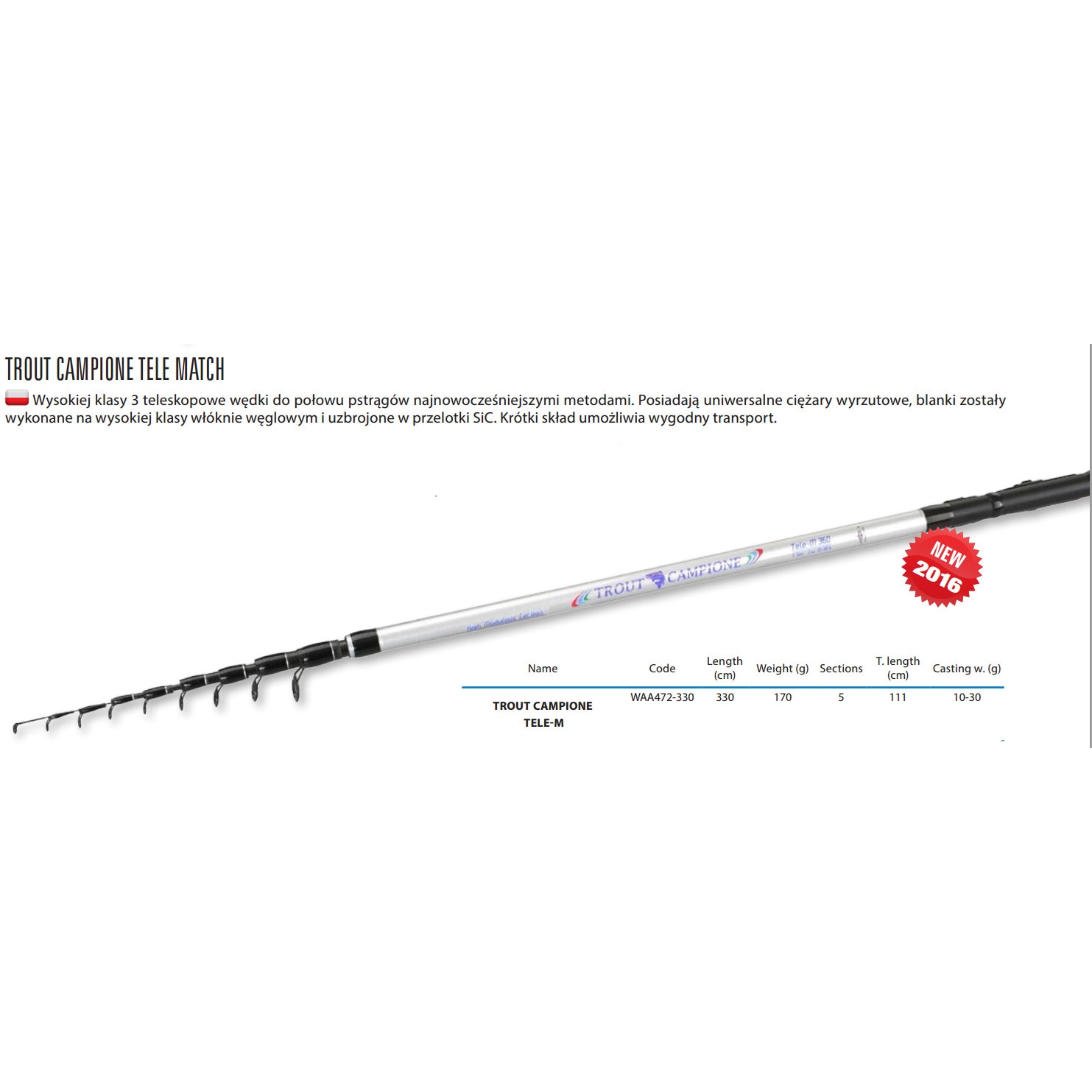 Lanseta, TROUT CAMPIONE TELE-M, 3305, cw 10-30 g - eMAG.ro