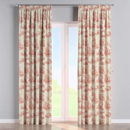 Draperie Dekoria 1 buc. 130 × 260 cm caractere rosii, fundal fildes 300 ...