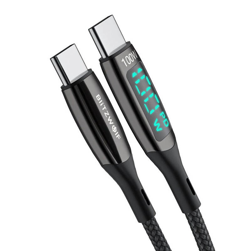 Cablu telefon, Blitzwolf, USB-C/USB-C, 100W, 1,8m, Negru - eMAG.ro