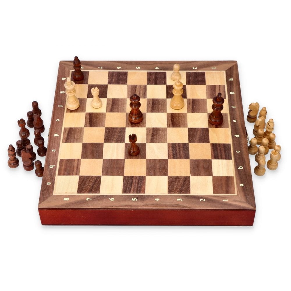 Sah magnetic cu sertare, Goki, Lemn, 26 x 26 cm - eMAG.ro