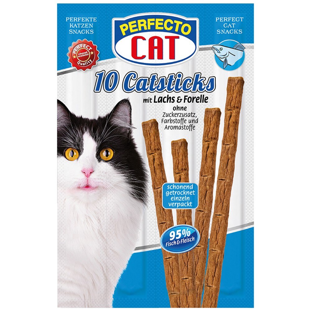 Recompensa pentru pisici Perfecto Cat, Betisoare cu Somon si Pastrav ...