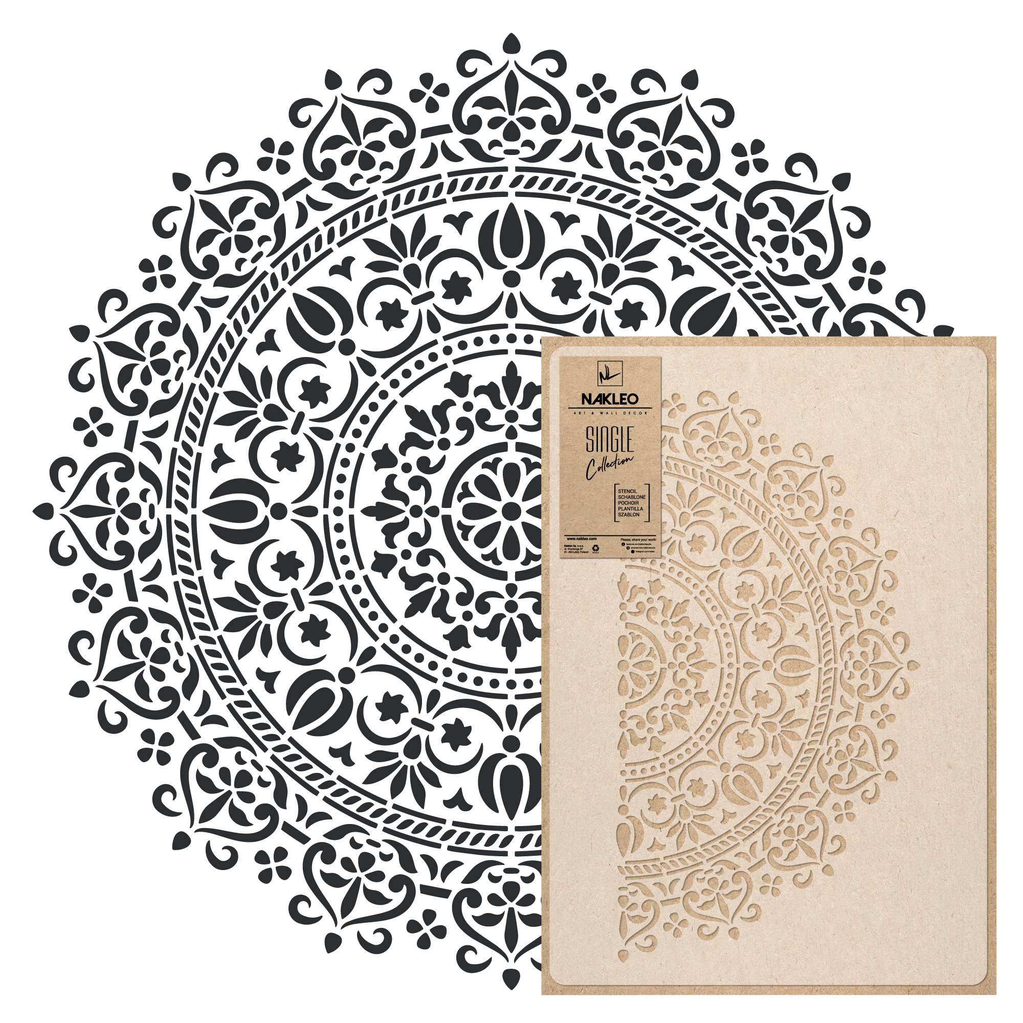 Sablon decorativ reutilizabil, Nakleo, Mandala, 59 cm - eMAG.ro