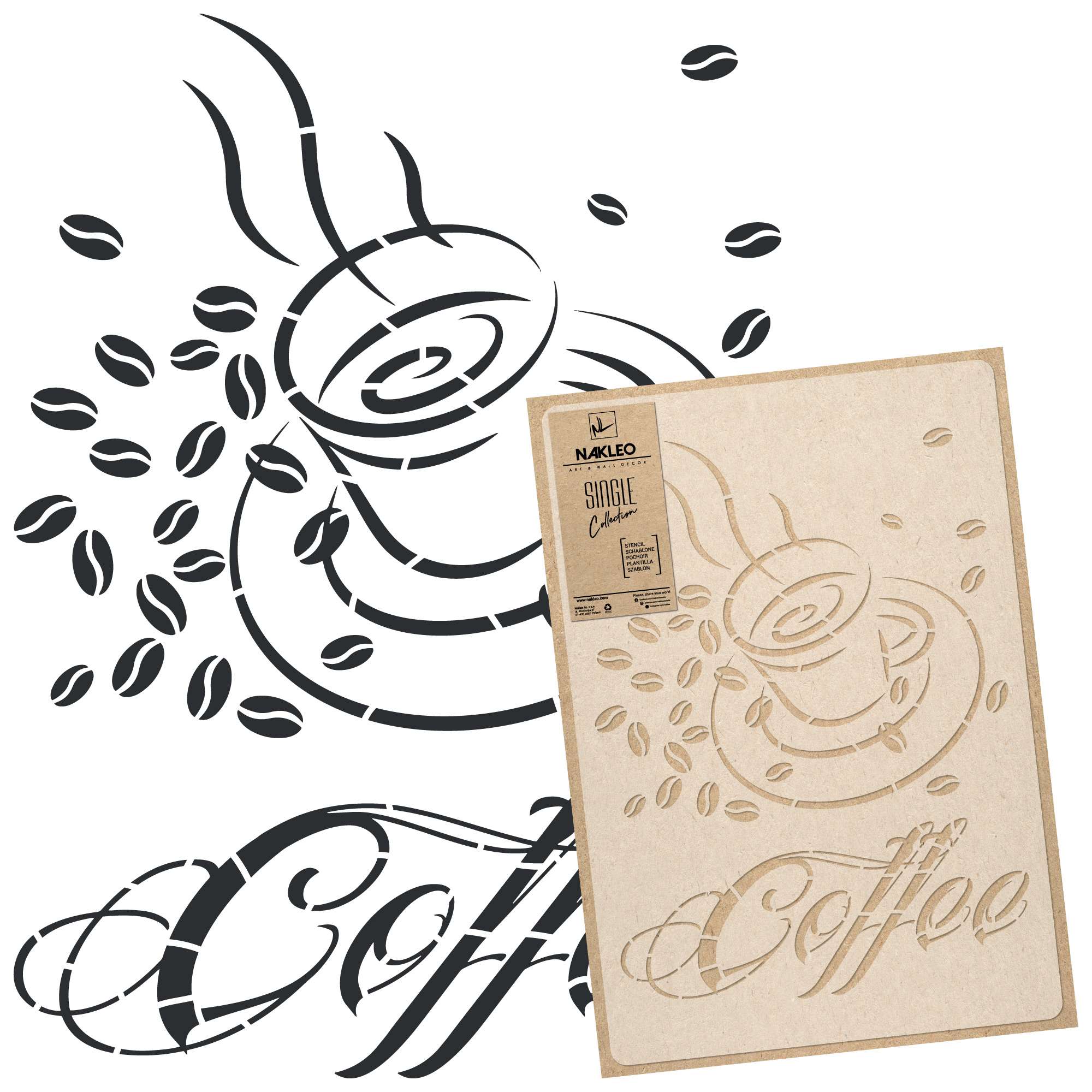 Sablon decorativ reutilizabil, Nakleo, Cafea, 43 x 64 cm - eMAG.ro