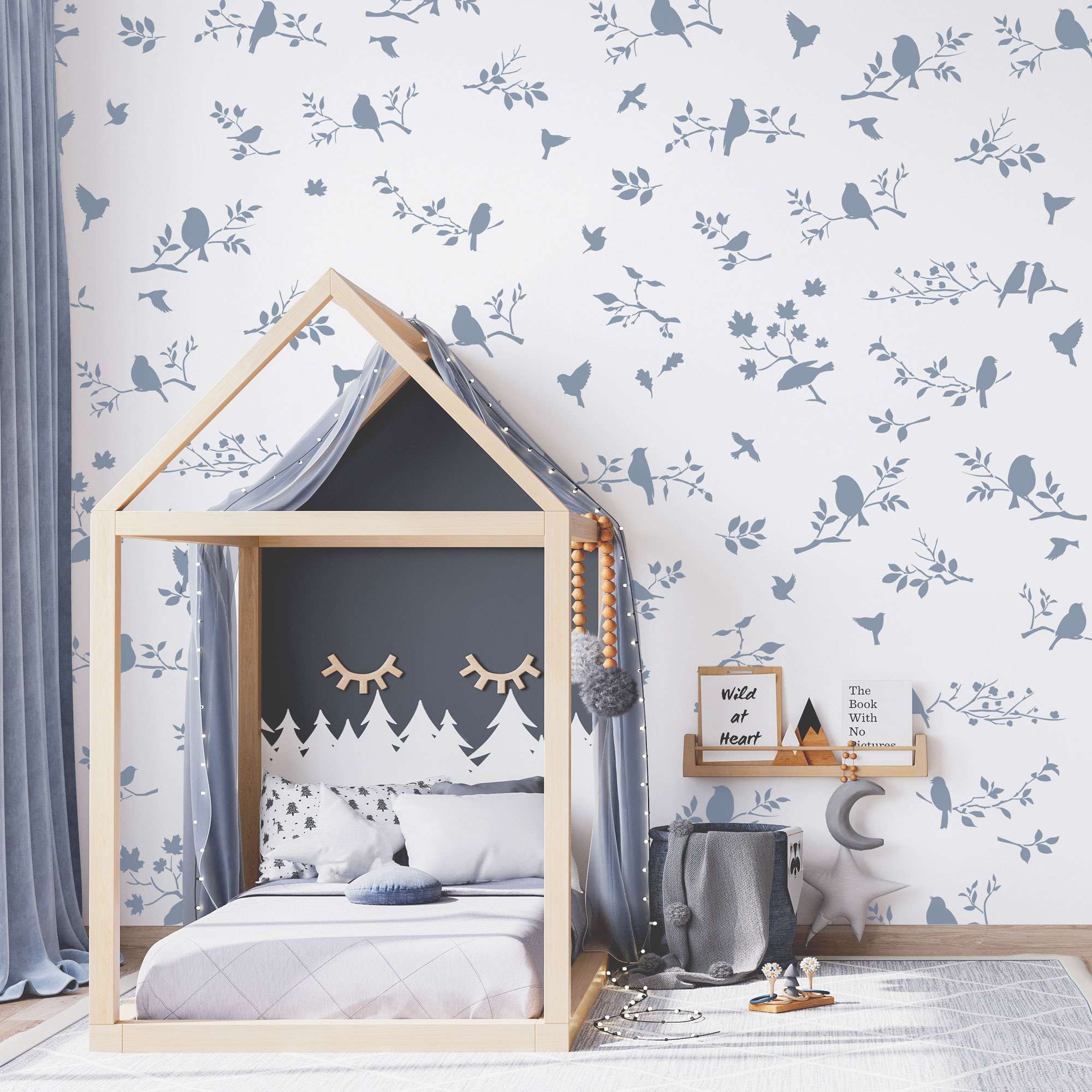 Set 13 sabloane decorative reutilizabile Nakleo, Pasari pe ramura de ...