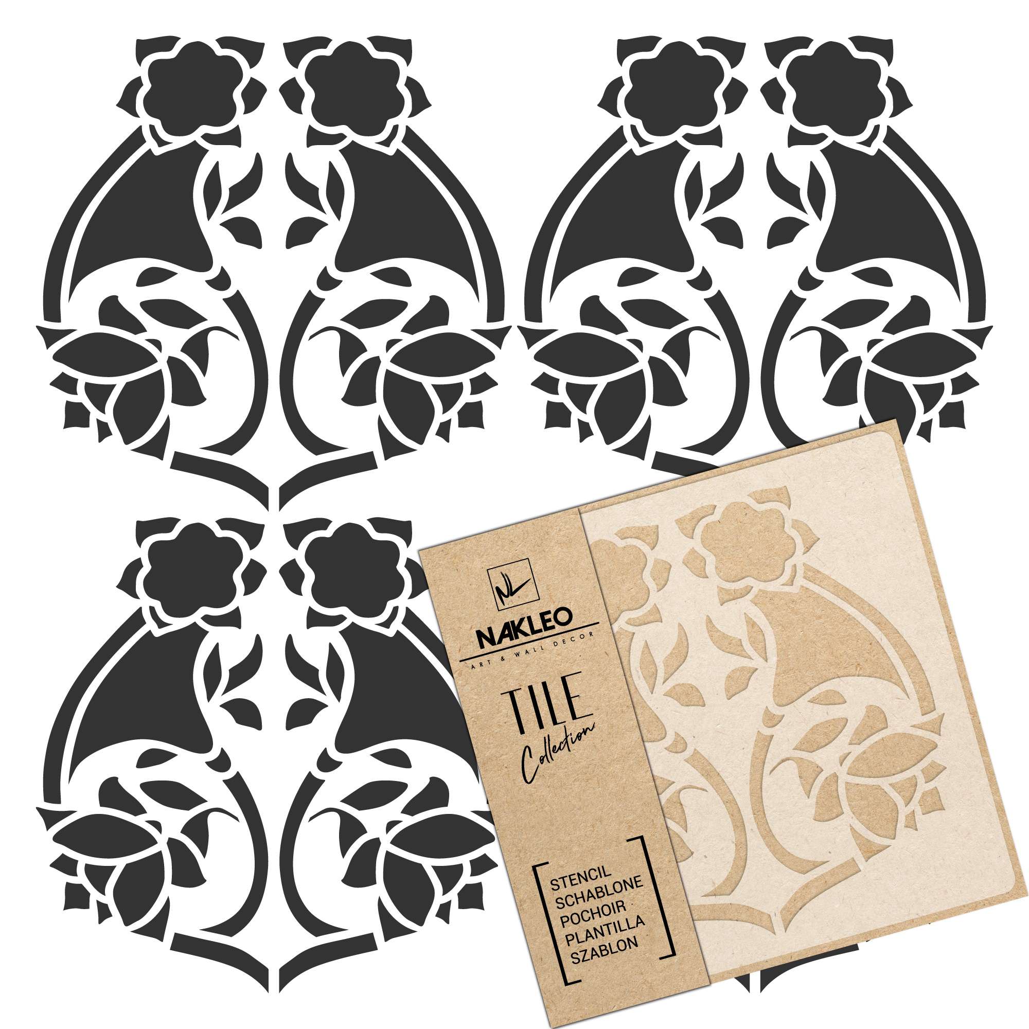 Sablon decorativ reutilizabil, Nakleo, Art Nouveau Floare, 15 x 15 cm ...