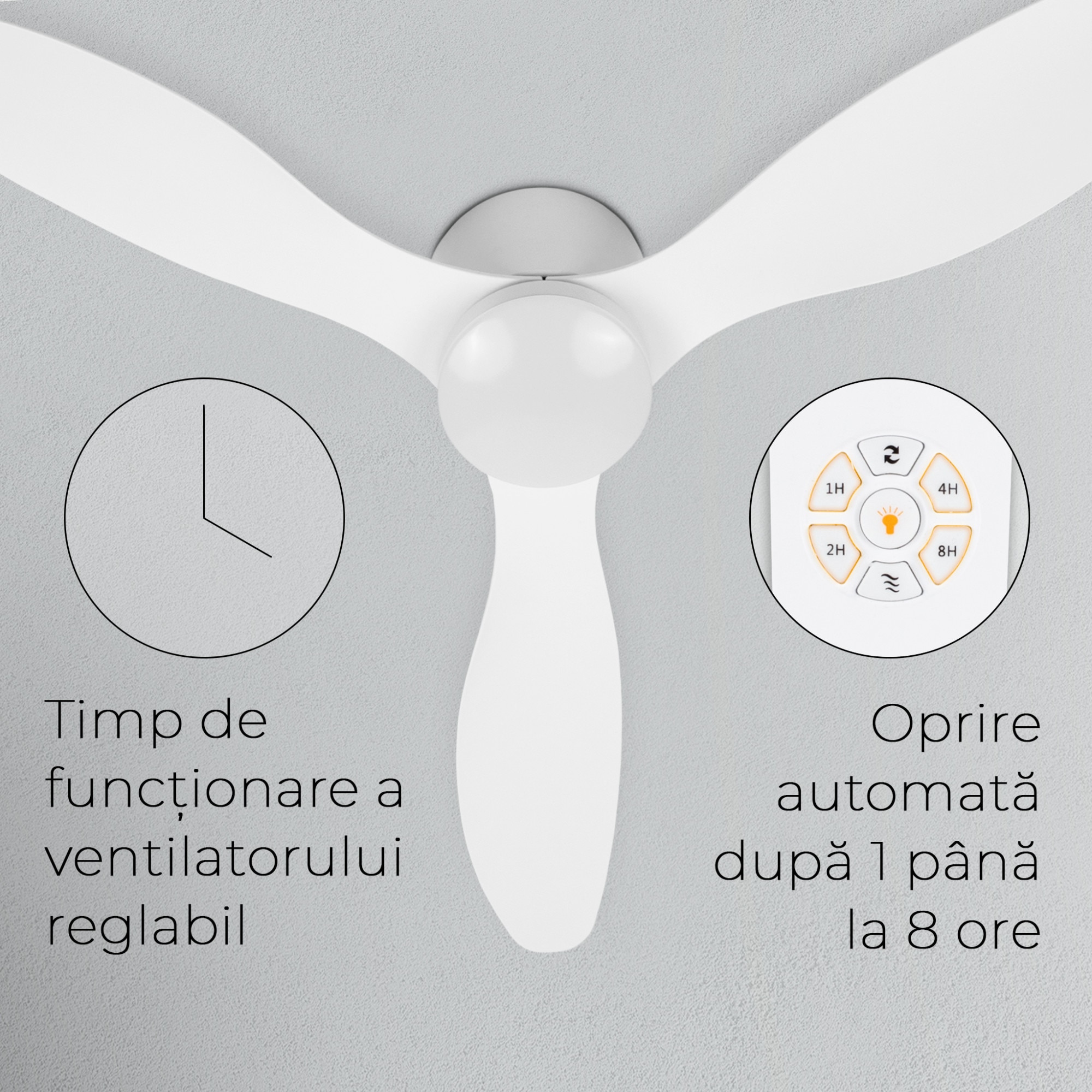 Ventilator de tavan cu lustra, Noaton, 11132WW Fornax, 132 cm, lampa ...