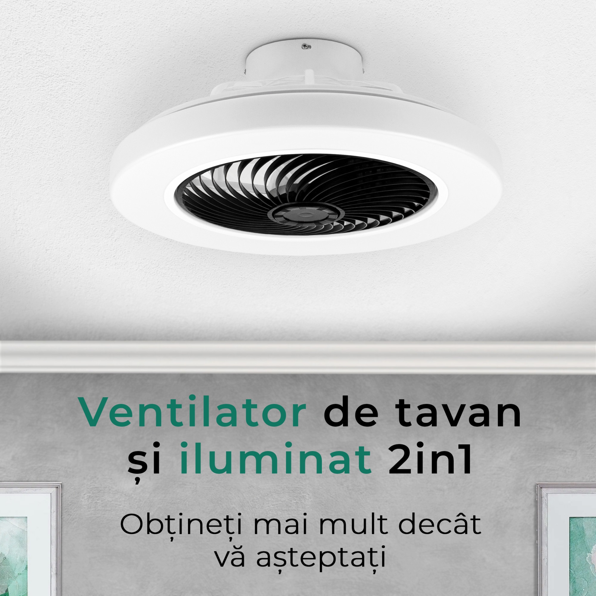 Ventilator de tavan cu lustra, Noaton, 12050B Triton, 50 cm, lampa ...