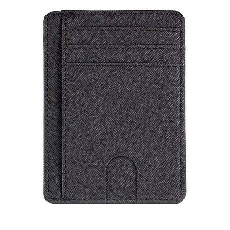 Port card Slim, Blocare RFID din piele ecologica, Negru denim - eMAG.ro