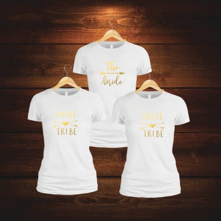 Set 3 tricouri personalizate, Mireasa, Domnisoare de onoare, Bumbac ...