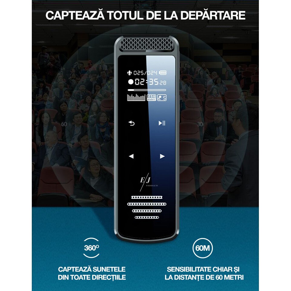 Reportofon profesional cu activare vocala, Q55, difuzor, MP3 - 16 GB ...