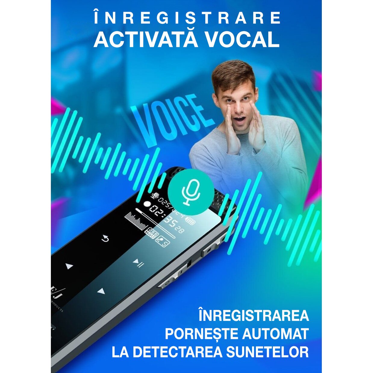 Reportofon profesional cu activare vocala, Q55, difuzor, MP3 - 16 GB ...