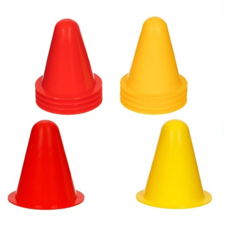 Set 10 jaloane/conuri pentru antrenament, rosu/galben, plastic, Ø8x7 ...