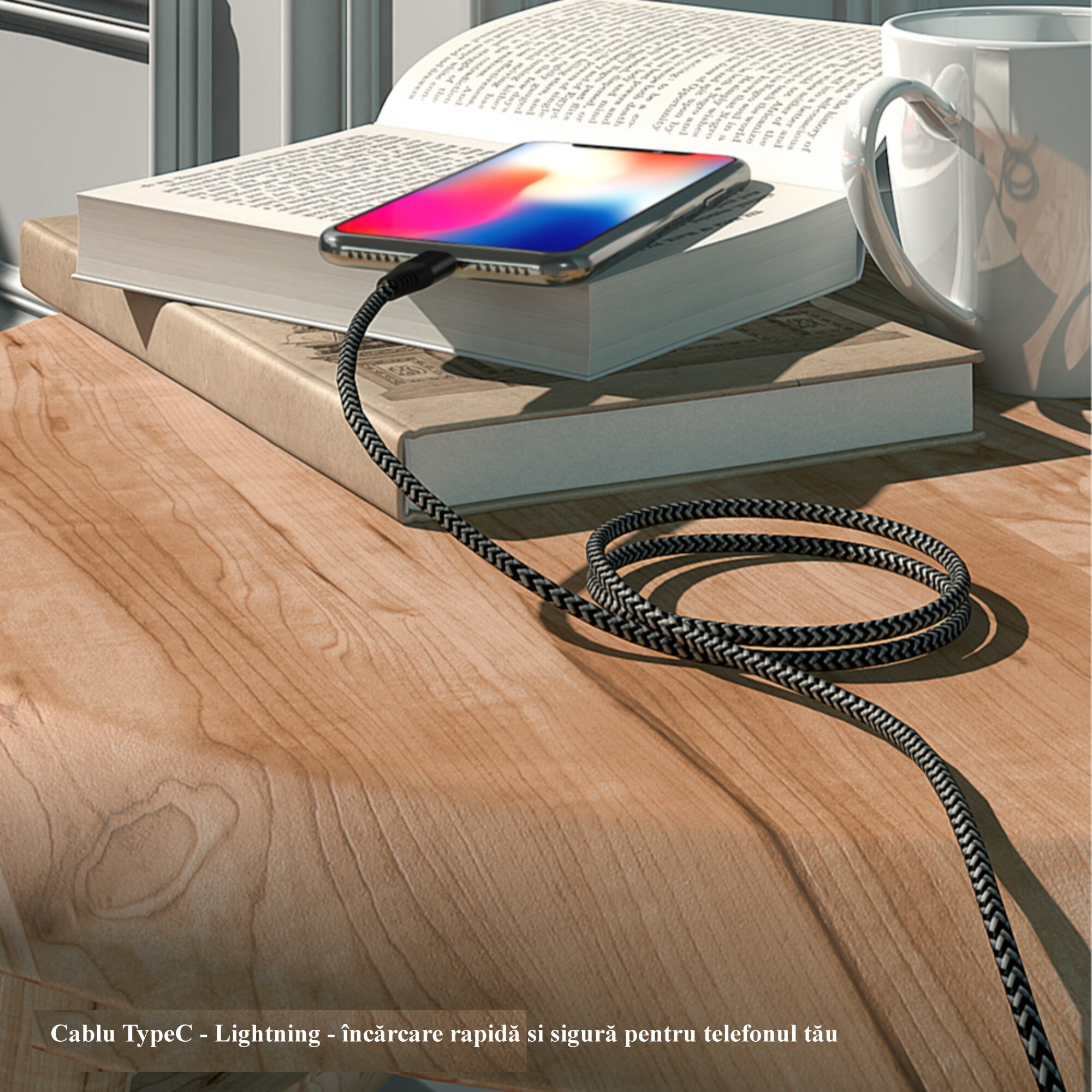 Cablu date si incarcare rapida SuperFastCharge 27W, AHA PRINT®, pentru ...