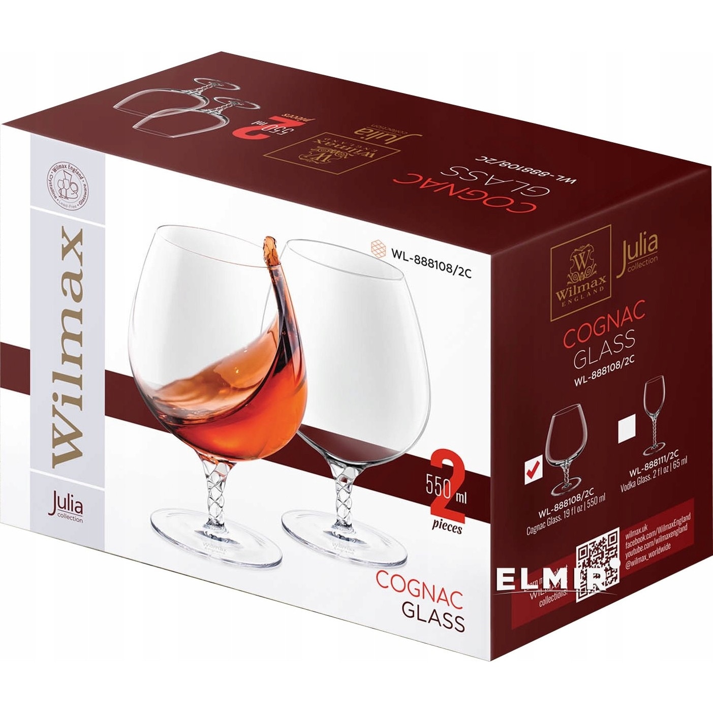 Set 2 Pahare de coniac, Wilmax, 550ml, Sticla handmade - eMAG.ro