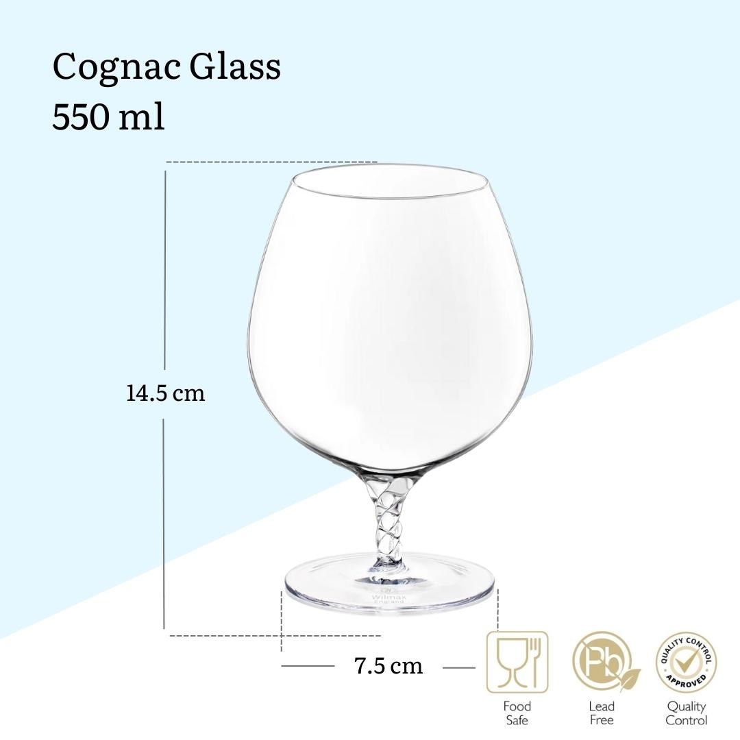 Set 2 Pahare de coniac, Wilmax, 550ml, Sticla handmade - eMAG.ro