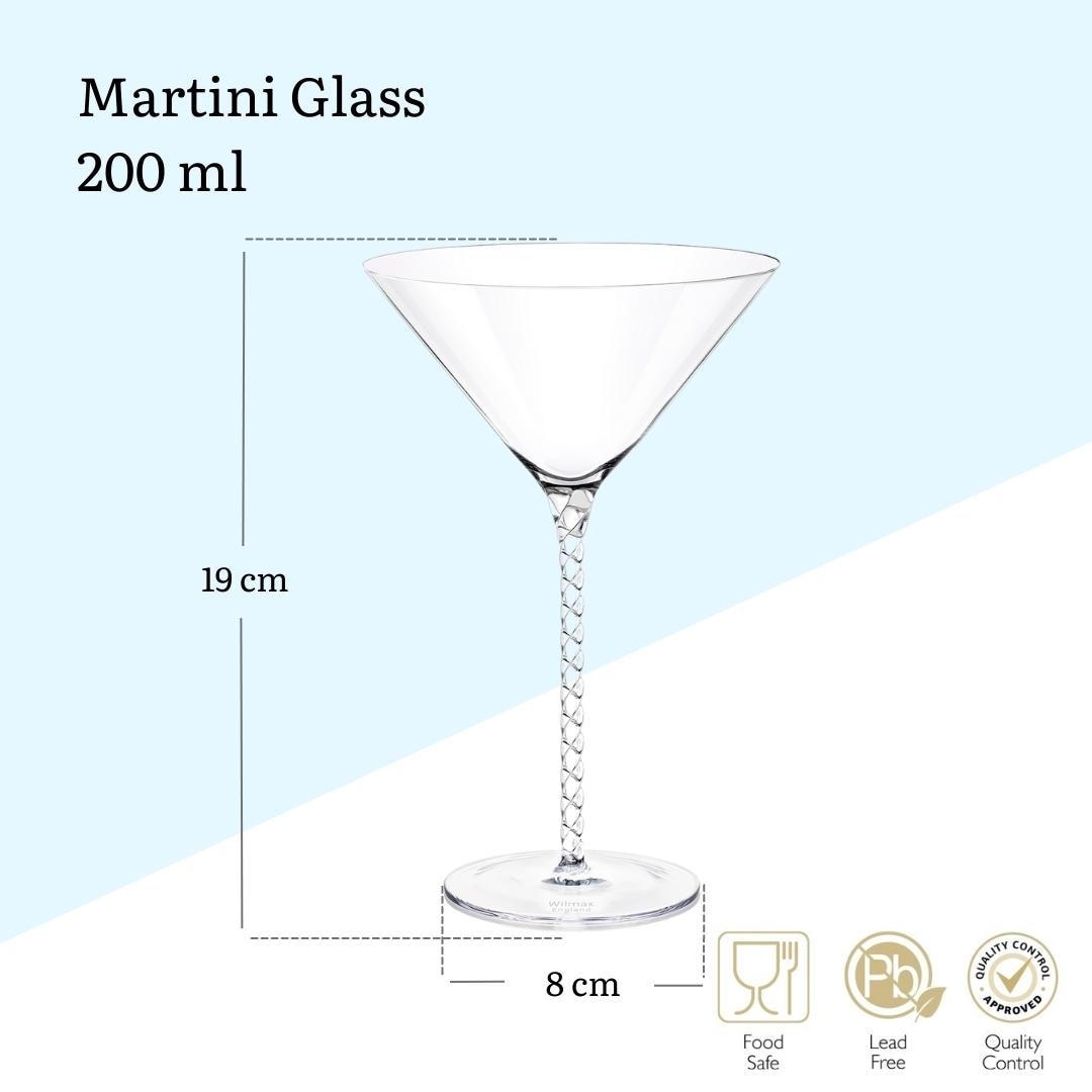 Set 2 Pahare martini, Wilmax, 200ml, Sticla handmade - eMAG.ro