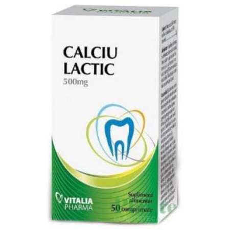 Calciu Lactic 500mg x 50 comprimate, Vitalia Pharma - eMAG.ro